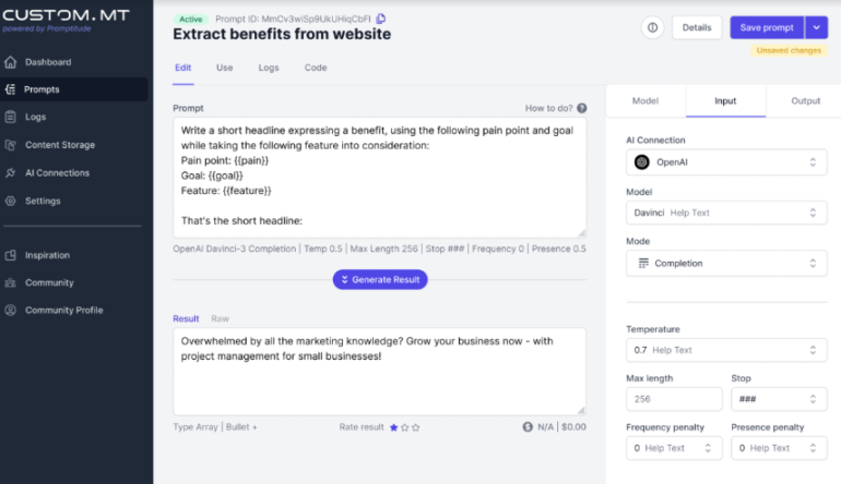 Prompt Hackathon April 2023 - Custom.MT